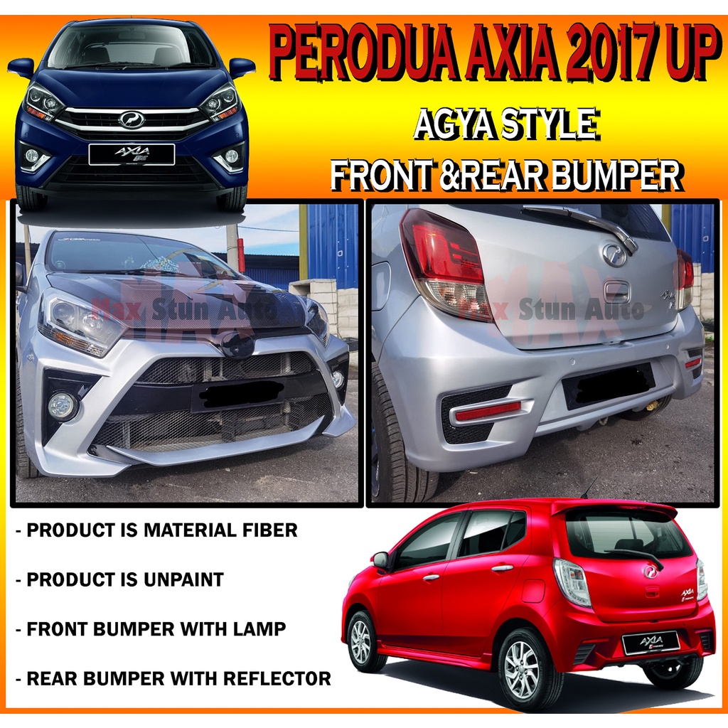 PERODUA AXIA 2017+ AGYA STYLE FRONT BUMPER & REAR BUMPER (AGYA) BUMPER ...