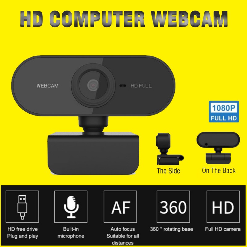 🔥FULL HD 2K 1080P Webcam Web Camera with Microphone 360 Degree Adjust ...