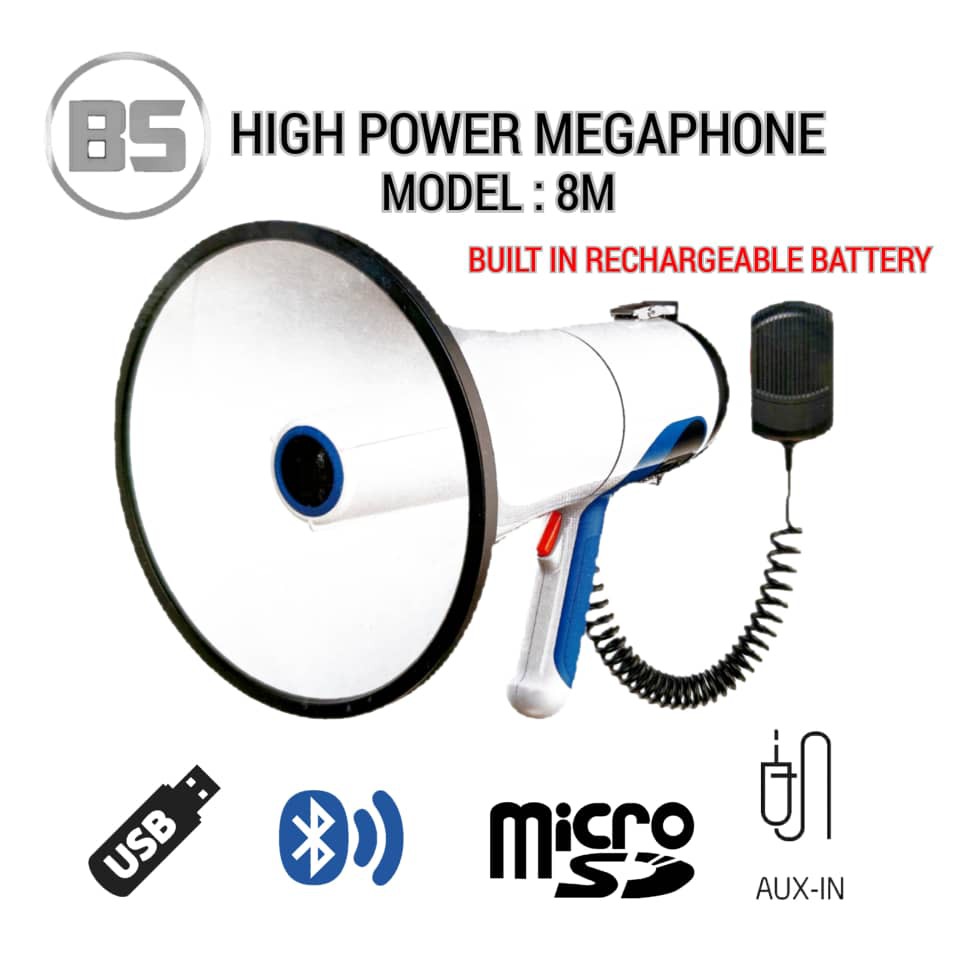 High Power Loud Hailer Megaphone With USB Player/Bluetooth/Aux ...