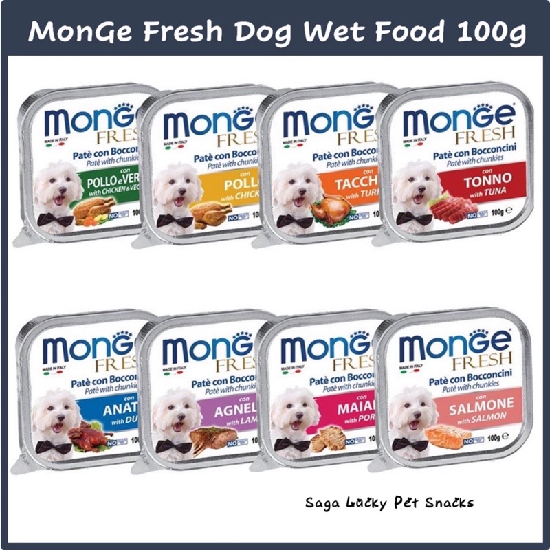 Monge Fresh Dog Wet Food 100g Tray Food Dog Puppy Pate Chunkies Makanan ...