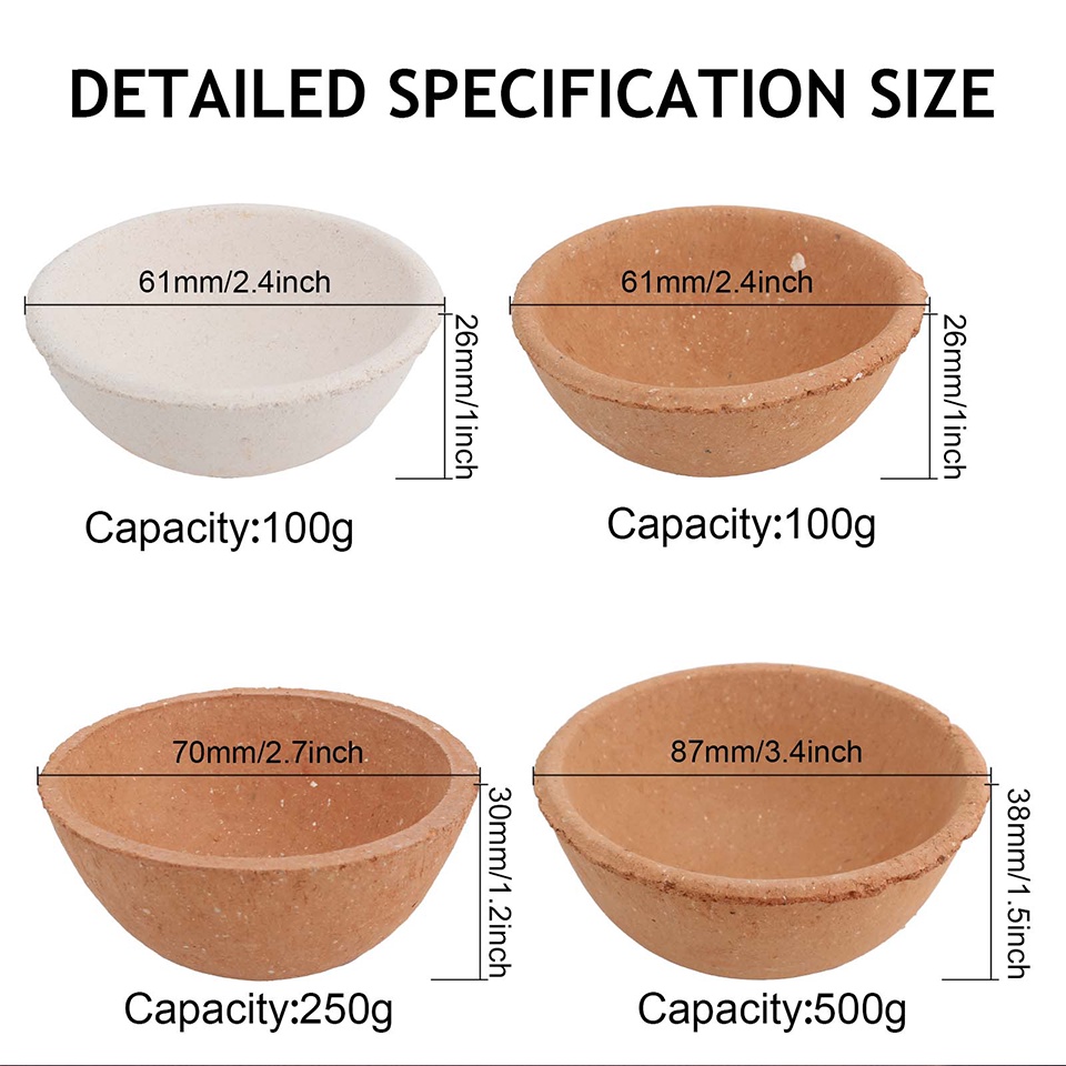 High Temperature Clay Quartz Silica Melting Crucible Dish Bowl Pot ...