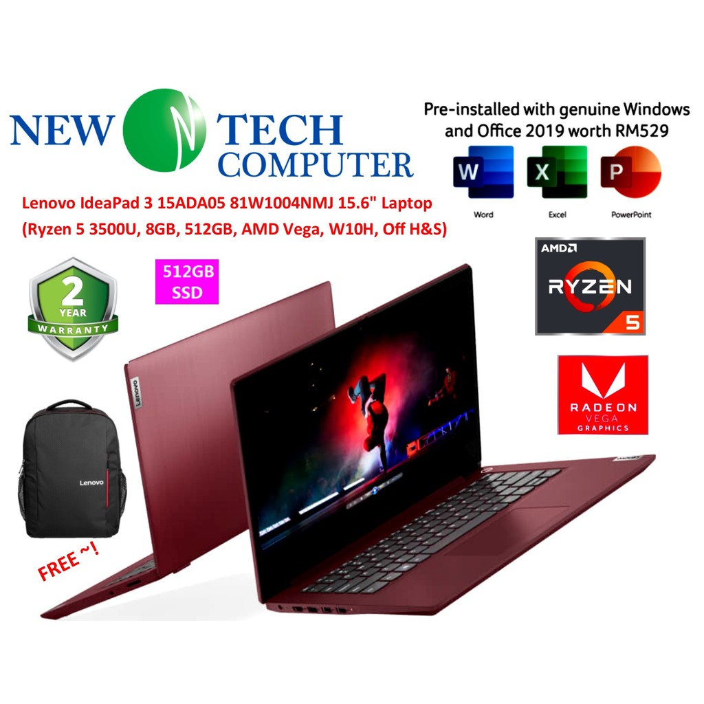 LENOVO IDEAPAD 3 15ADA05 81W1004NMJ CHERRY RED IP3 ( Ryzen 5 3500U, 8GB ...