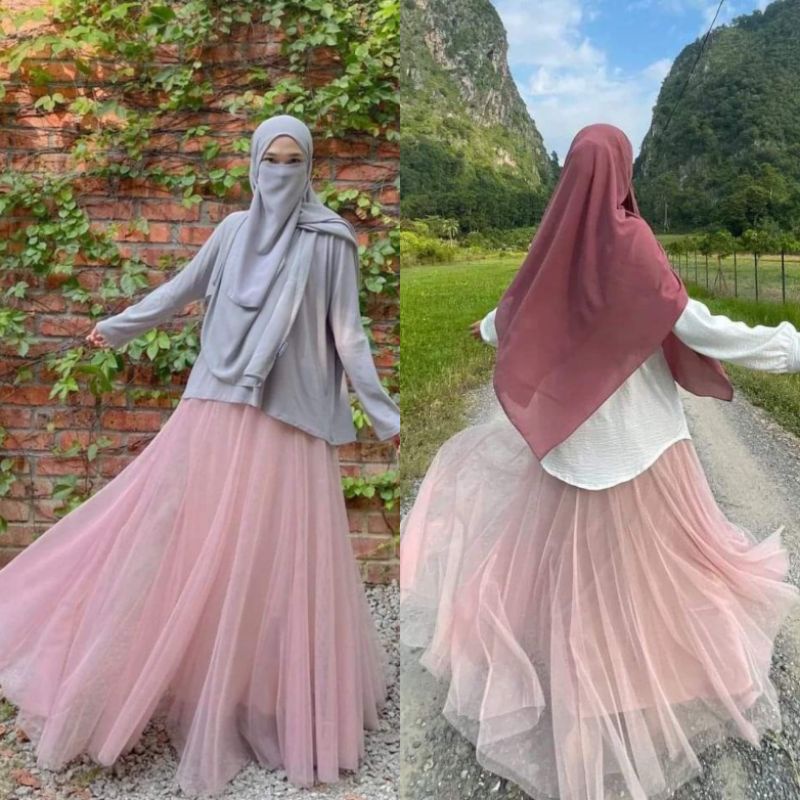 Premium PRINCESS (3 Layer ) Plain Tutu Tulle skirt Elastic High Waist ...
