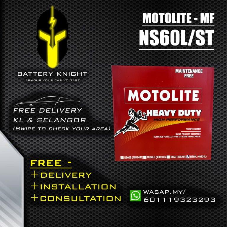 NS60L NS60LS Motolite MF Bateri Kereta Car Battery Honda Toyota Proton Mazda Nissan (Trade in ...