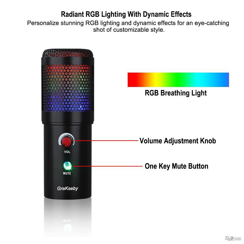 USB RGB Microphone Gaming Professional 192Khz/24Bit Studio Condenser ...