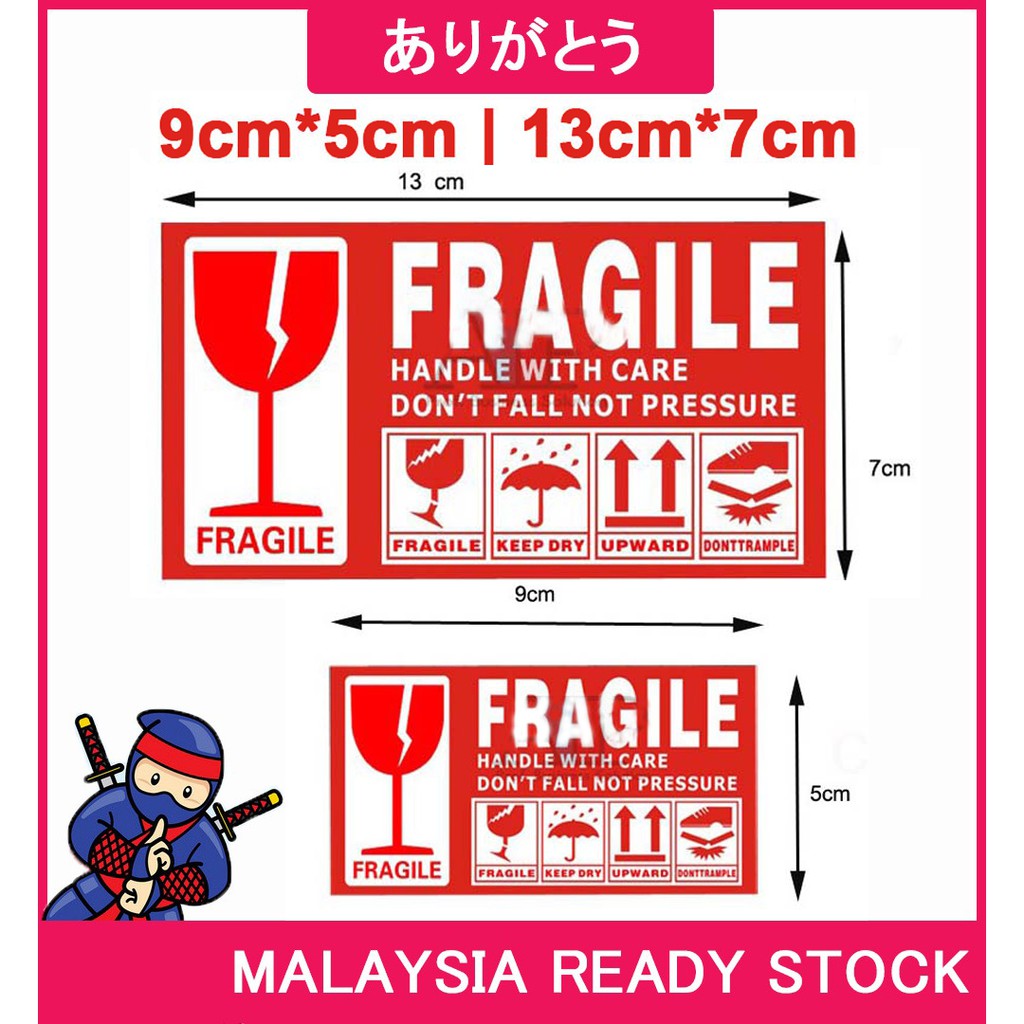 Arigatou [1000pcs] Fragile Sticker Fragile Label Warning Label Parcel ...