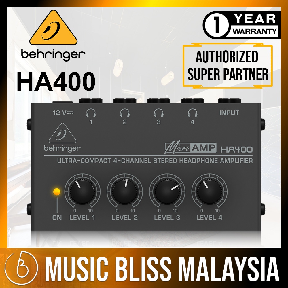 Behringer MicroAMP HA400 4-Channel Headphone Amplifier (HA-400 / HA 400 ...