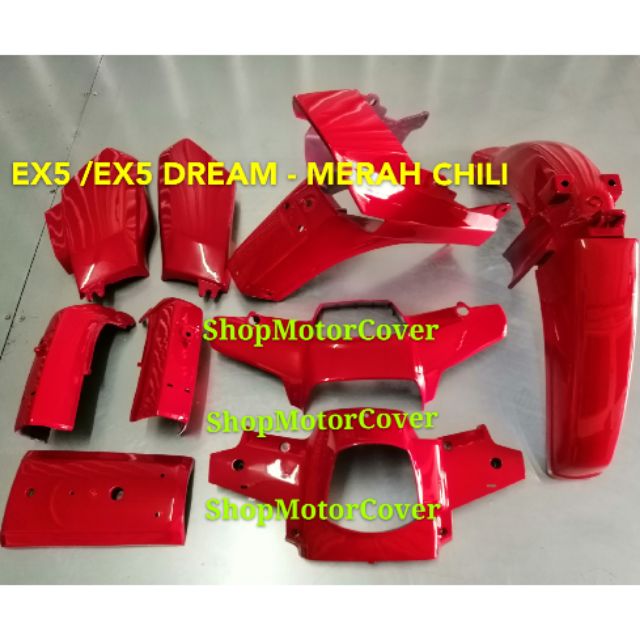 HONDA EX5 / EX5 DREAM BODY COVER SET ( MERAH CHILI ) ( HLD ) MADE IN MALAYSIA | Shopee Malaysia