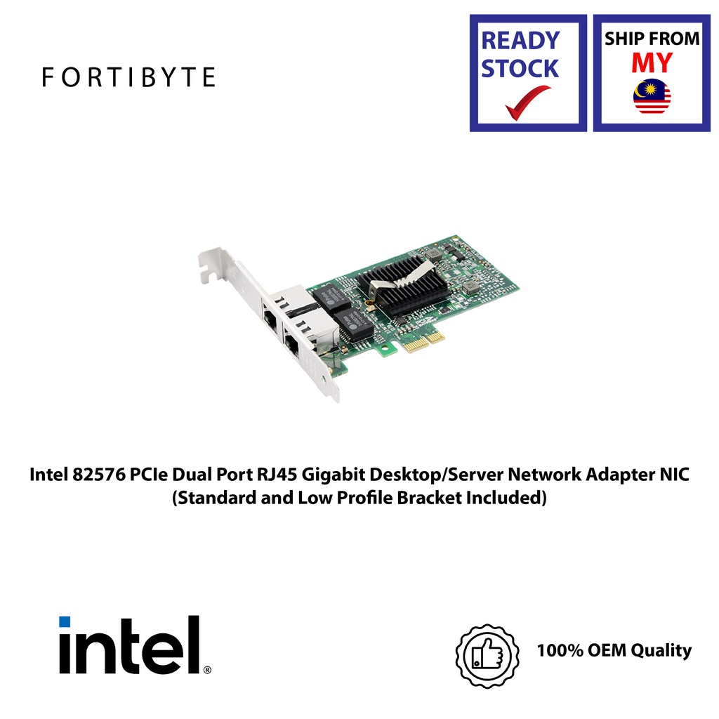 ITL 82576 PCIe Dual Port RJ45 Gigabit Desktop/Server Ethernet Network ...