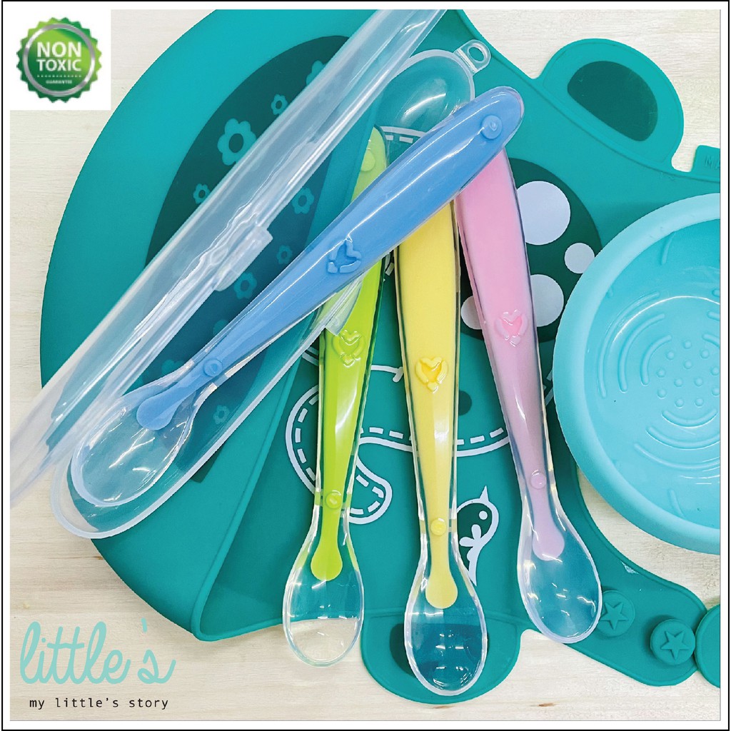Sudu silicon Bayi Belajar Makan / Baby First Silicone Feeding Spoon ...