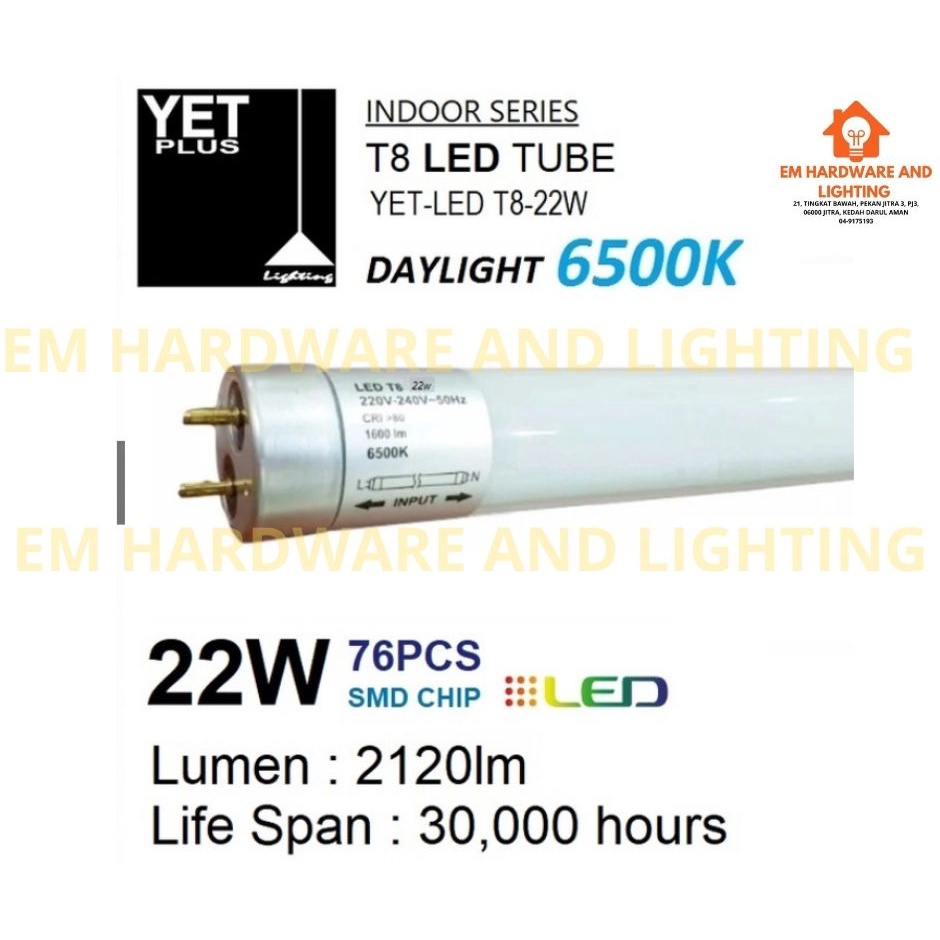 YET 22w T8 LED TUBE / Mentol Panjang LED X 30 PCS STOCK CLEARANCE ...
