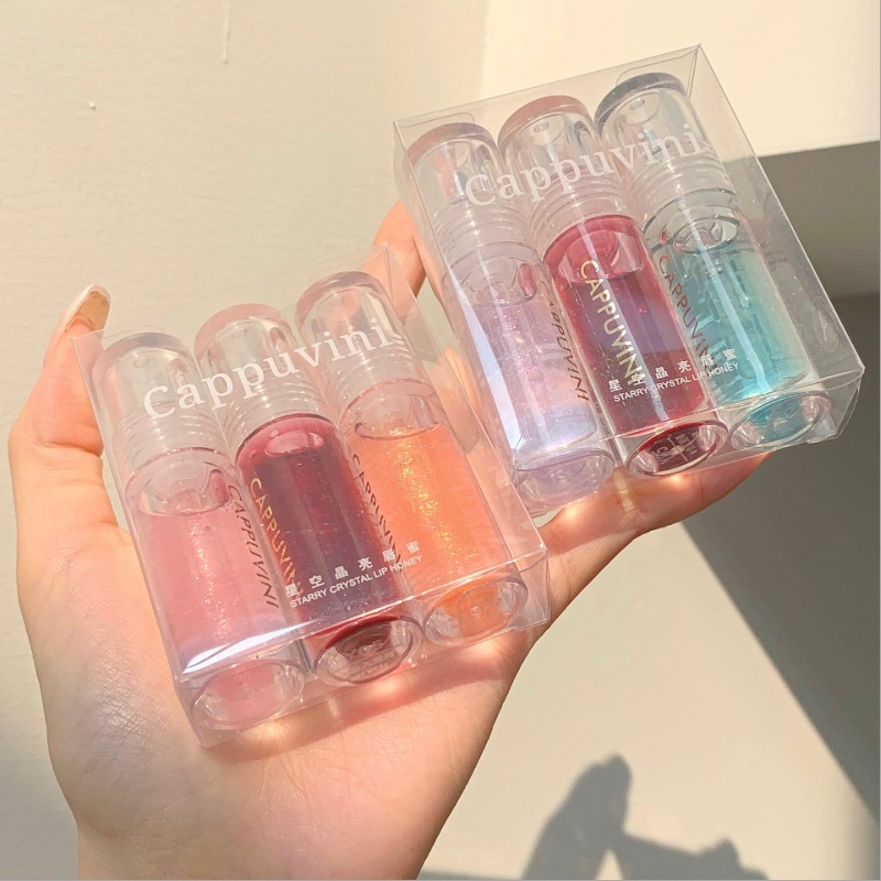 Cappuvini 3pcs transparent water gloss lip gloss pearl lip glaze glass ...