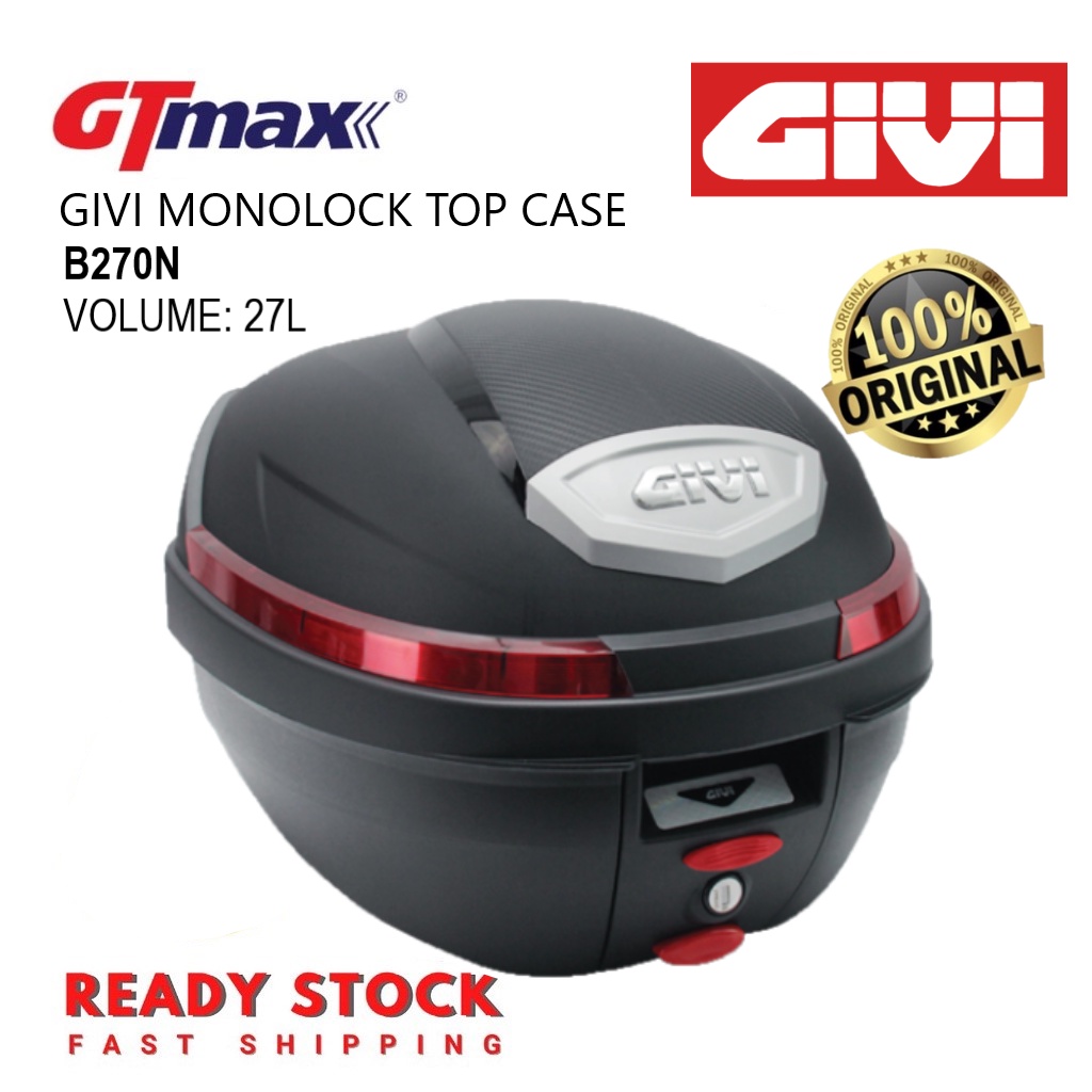 [ GIVI B270N + BASE PLATE ] KOTAK GIVI BOX MONOLOCK TOP CASE BLACK B270N STORAGE BOX GIVI (27 ...