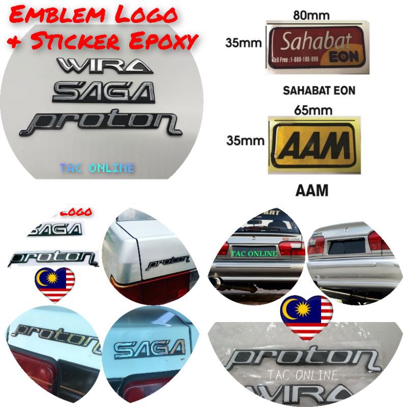 Emblem Logo Sticker Epoxy Proton Wira Saga SAHABAT EON AAM lambang ...