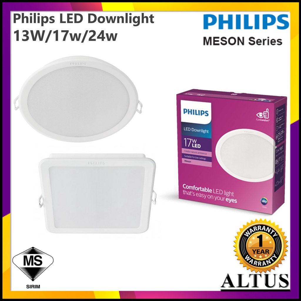 PHILIPS MESON LED DOWNLIGHT SQUARE & ROUND (5" 13W / 6"17W/8"24W) | Shopee Malaysia