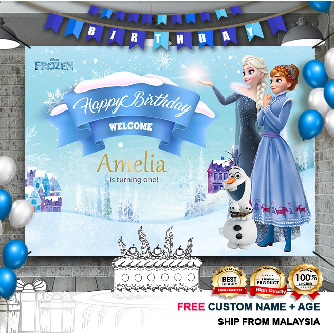 Birthday Banner / Birthday Backdrop / Hari Jadi - Frozen | BeeCost