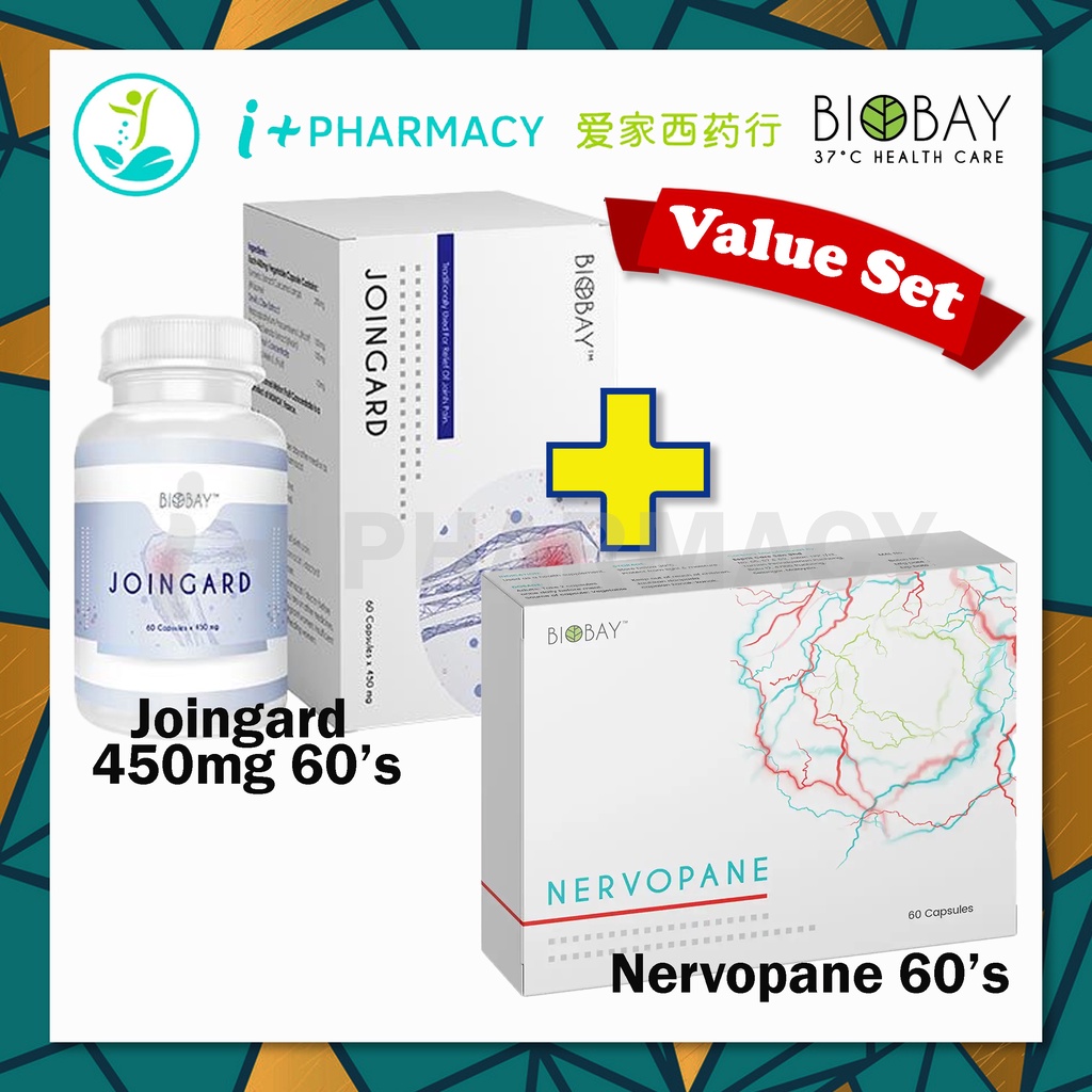 BIOBAY Nerve & Joint Health Combo Value Set [Joingard 60's + Nervopane 60's] Joint Pain, Nerve ...