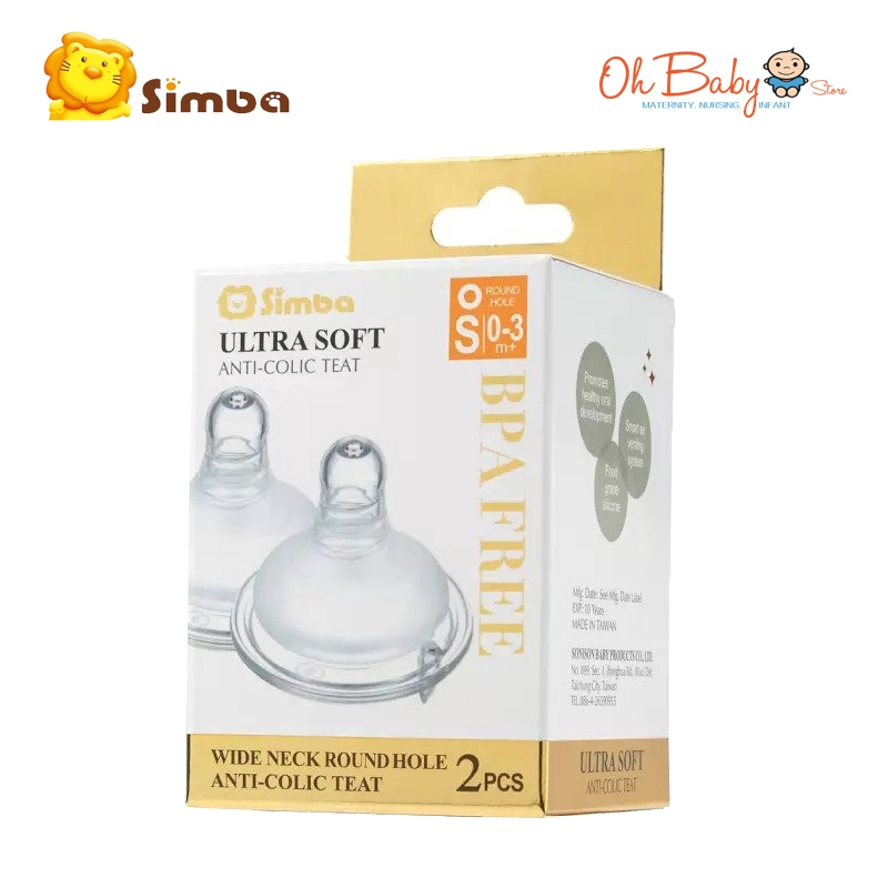 Simba Wide Neck Round Hole Ultra Soft Anti Colic Teat (S/M/L) | Shopee ...