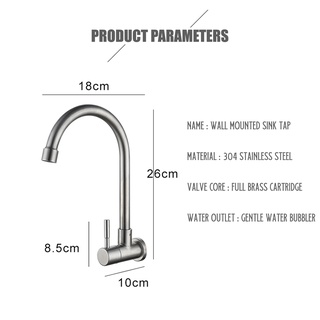 FK-304555SS 304 STAINLESS STEEL WALL KITCHEN SINK TAP | Shopee Malaysia