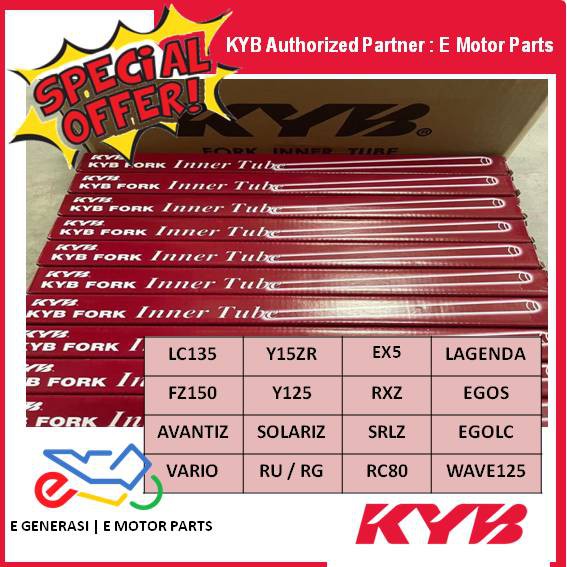 KYB FORK INNER TUBE LC135 Y15 Y125ZR FZ150 EGOS FI EGOLC AVANTIZ SOLARIZ LAGENDA RXZ EX5 WAVE ...