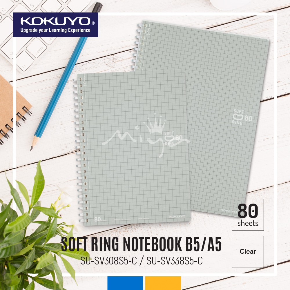 Kokuyo Soft Ring Notebook A5 B5 80 Sheets Grid Line 5mm Section
