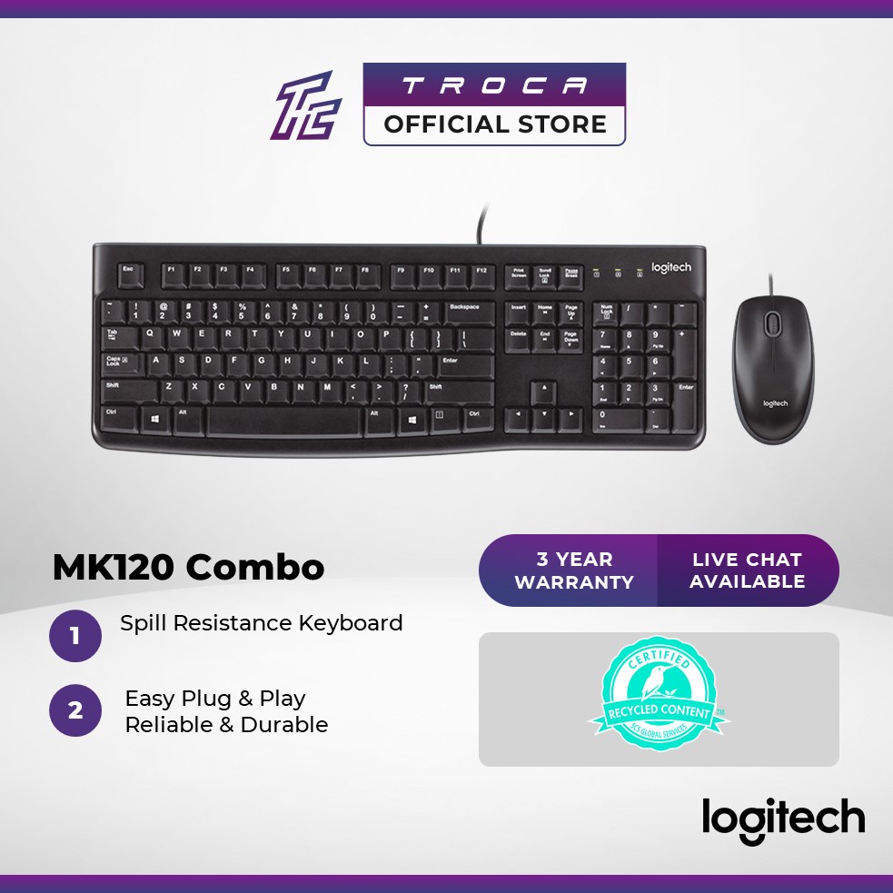 Logitech Classic Desktop Keyboard And Mouse Combo Mk120 920 002586