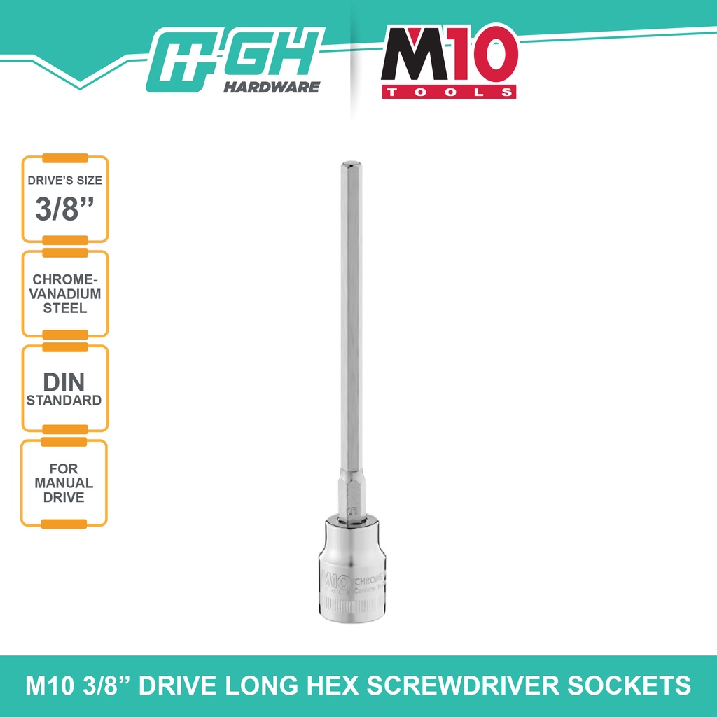 [ GH HARDWARE ] M10 Drive Long Hex Screwdriver Socket - mm - 3 / 4 / 5 ...
