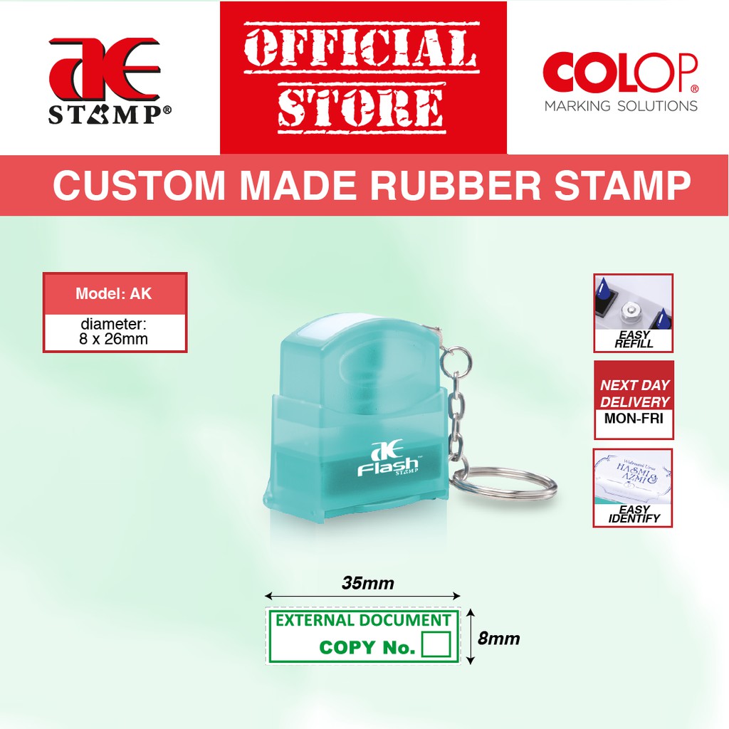 Custom Made Pre-Inked Stamp AE Flash Stamp AK | cop flash chop nama office nurse pejabat cop ...