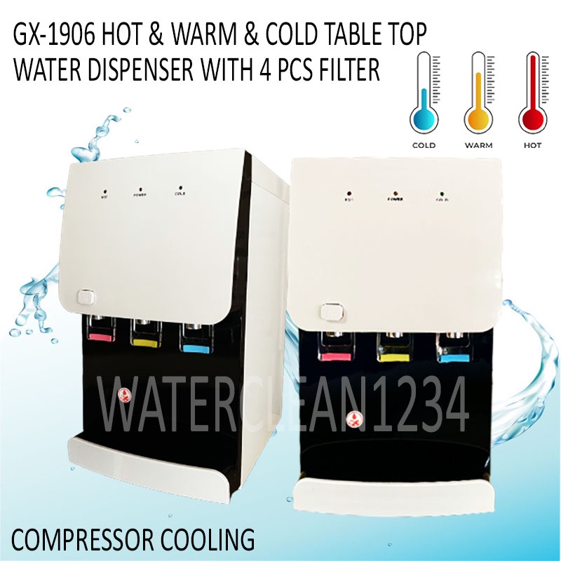 GX-1906 HOT & WARM &COLD TABLE TOP WATER DISPENSER WITH 4 PCS FILTER ...