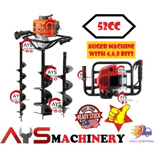 Drilled Earth Auger Machine 52cc With 4,6,8 Bits/Penembuk Lubang Tanah ...