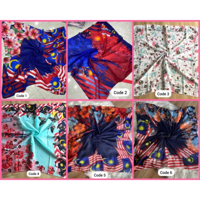 Tudung Bawal Cotton Merdeka 2021 Bidang 45 Bendera Malaysia Bawal Budak ...