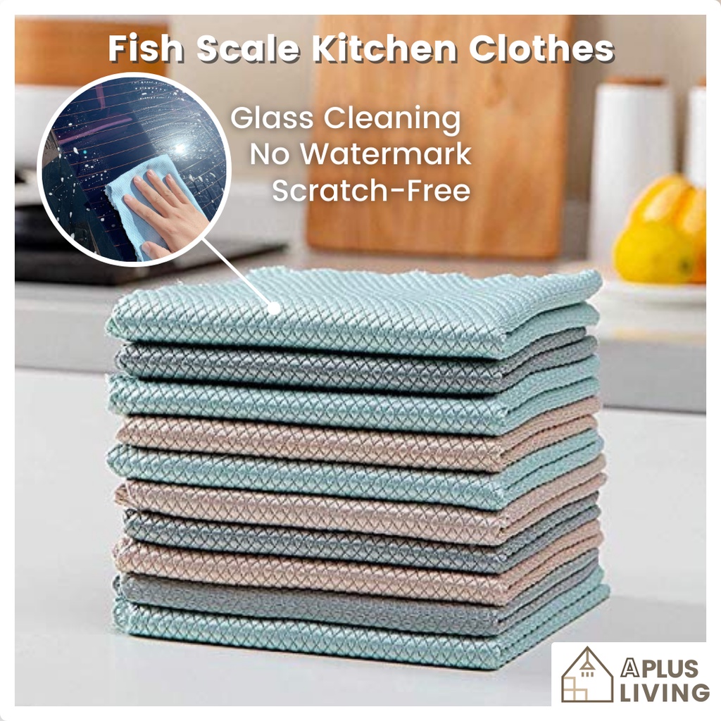 Fish Scale Cloth Kitchen Towel Microfiber Cloths Mirror Window Cleaning ...