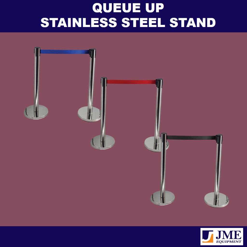 JME Ready Stock Q Stand Stackable Stainless Steel Retractable Belt Q Up ...