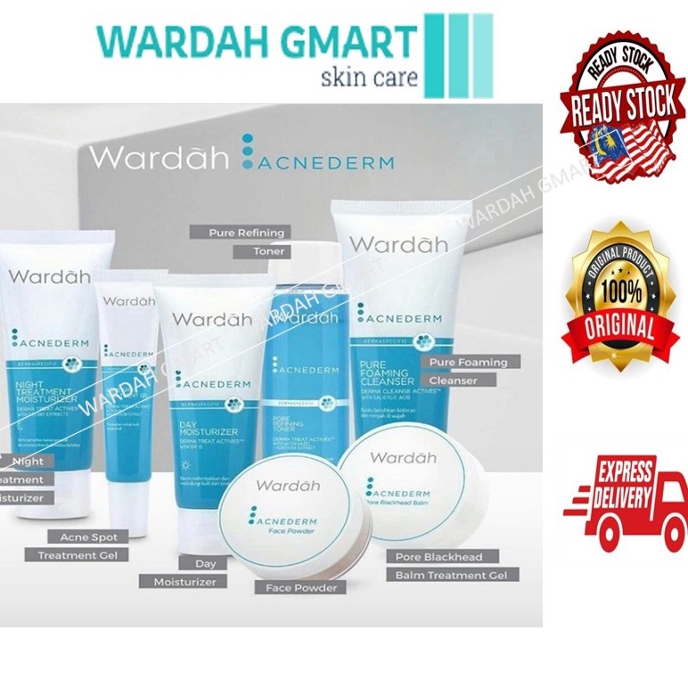 Wardah Acnederm Set/ Acnederm Day Moisturizer/ Wardah Acnederm Night ...