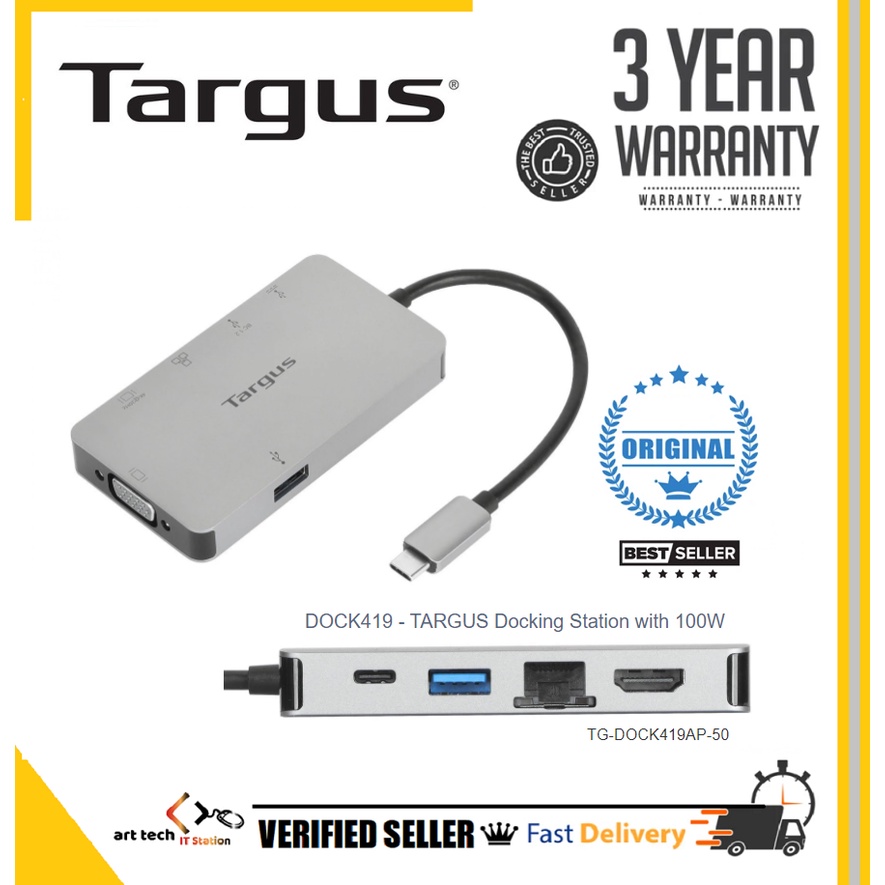 DOCK419 - TARGUS Docking Station with 100W Power Delivery USB C, Alt ...