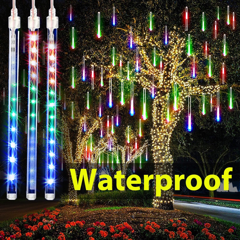 Waterproof 3.5M LED Meteor Shower Rain Lights, Falling Raindrop Fairy ...