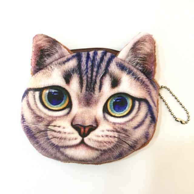 Cat Face Head Print Mini Coin Bag Wallet Purse Zipper Pouch Children ...
