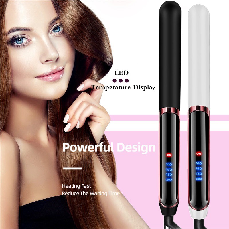 2 IN 1Heating Fast Hair Straightener Ceramic Hair Curler Negative Ion ...