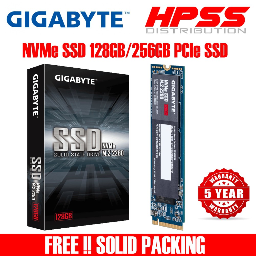 Gigabyte NVMe SSD 128GB/256GB PCIe 3.0 x2 NVMe 1.3 M.2 2280 PCIE SSD ...
