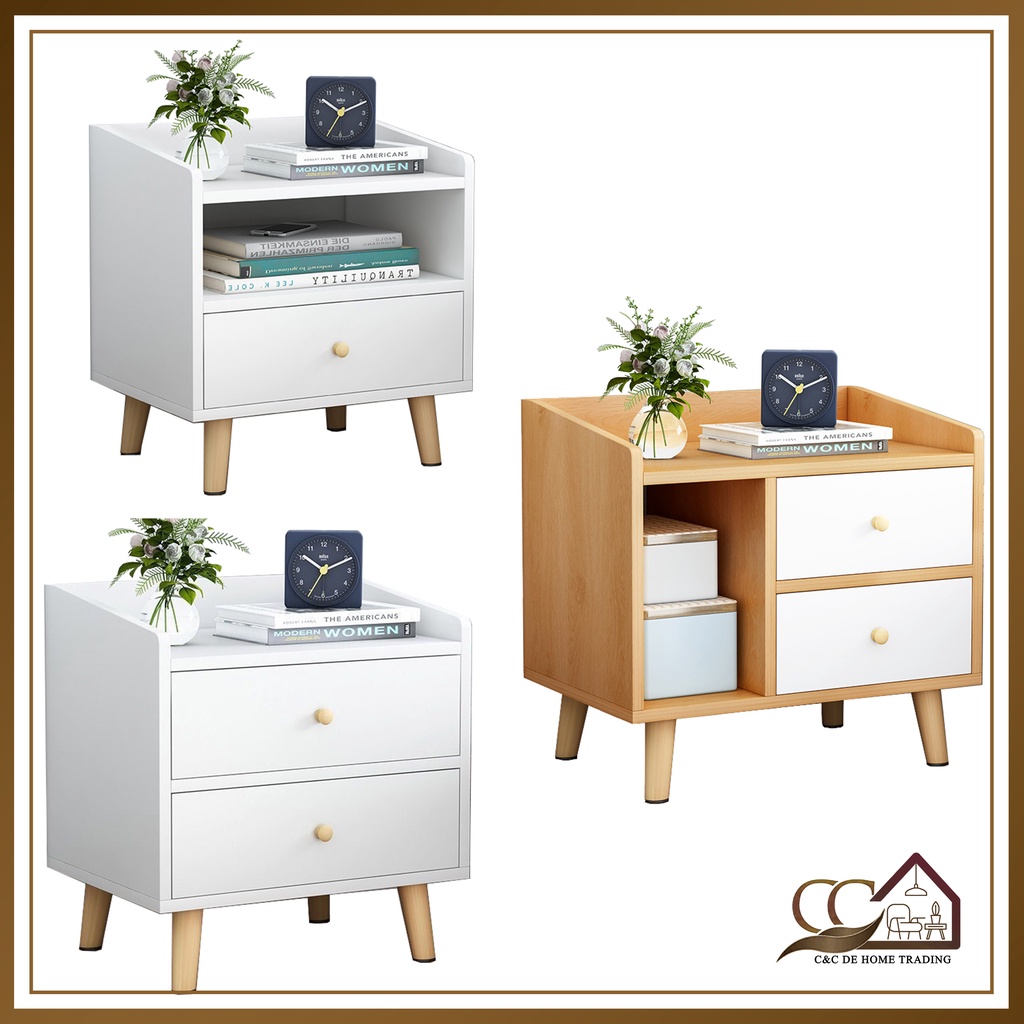 Modern Nordic Style Bedside Table Nightstand Desk With Drawer Coffee ...