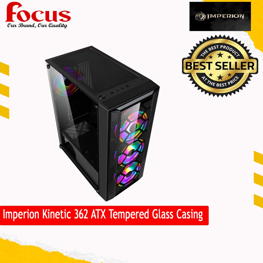 Imperion Kinetic 362 ATX Tempered Glass Casing With 4 Units RGB Fan ...