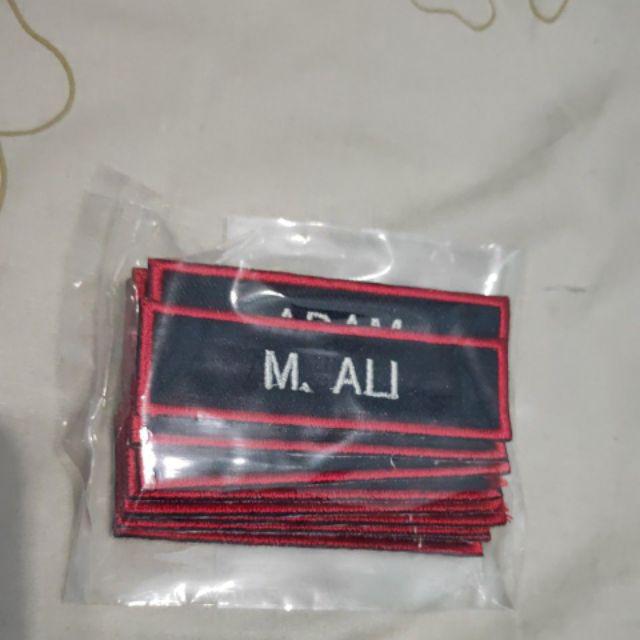 Sulam nametag tanda nama name tag murid sekolah Embroidery student ...