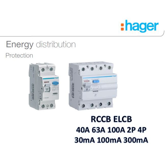 HAGER ELCB RCCB 30MA 100MA 300MA 40A 63A 100A 2POLE 4POLES | Shopee Malaysia