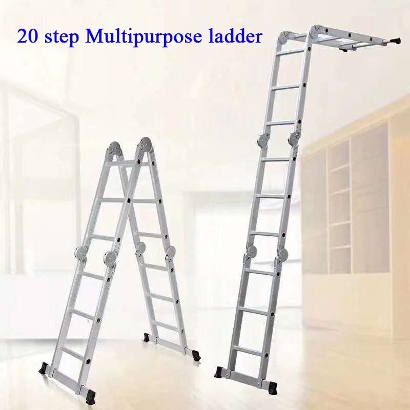 20 Step 5.7m Foldable Ladder Aluminium Ladder Multipurpose Ladder ...