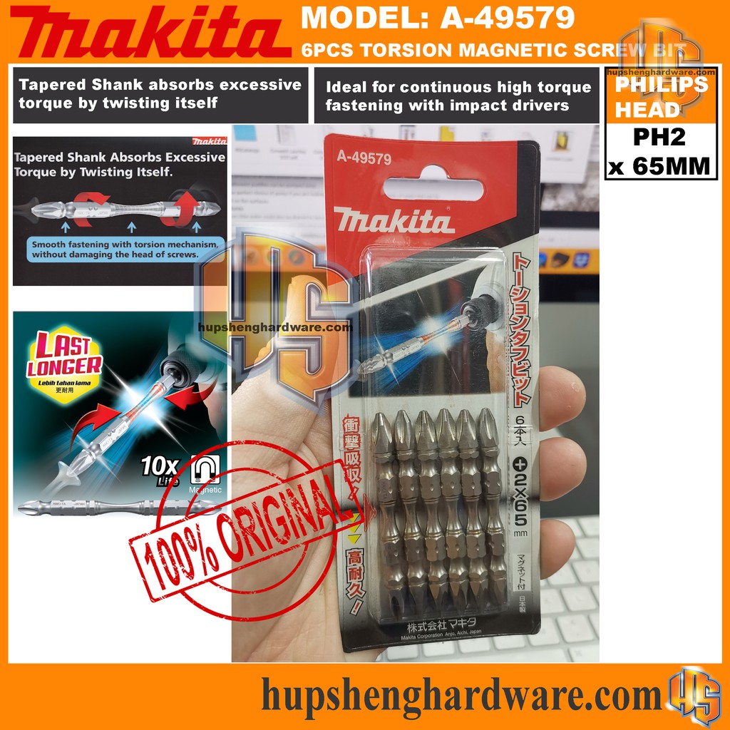 Makita Torsion Screw Magnetic Screwdriver Bit PH2x65mm | Shopee Malaysia