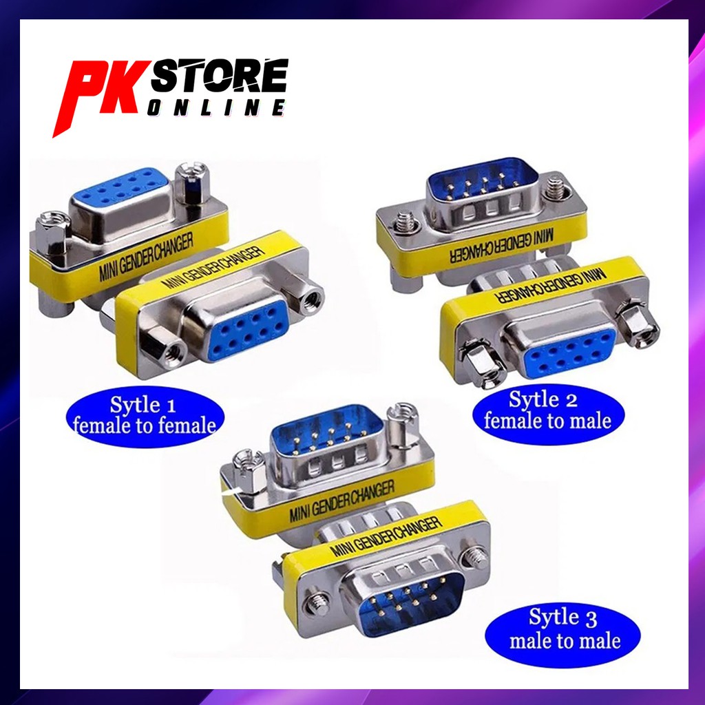 MINI GENDER DB9 FEMALE TO FEMALE / FEMALE TO MALE / MALE TO MALE ...