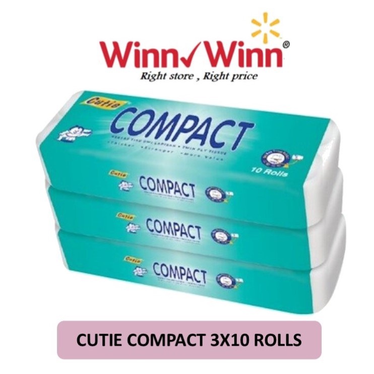 Cutie Compact Toilet Tissue Roll 3x10 rolls | Shopee Malaysia
