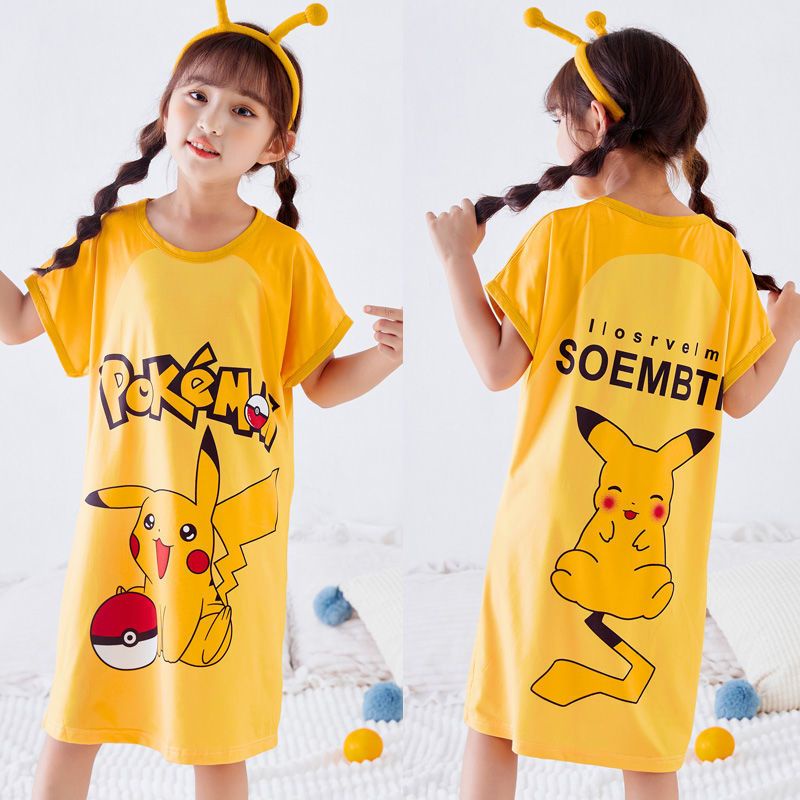 Pokemon Baby Girl Clothes Children Pajamas Cartoon Pikachu Dress ...