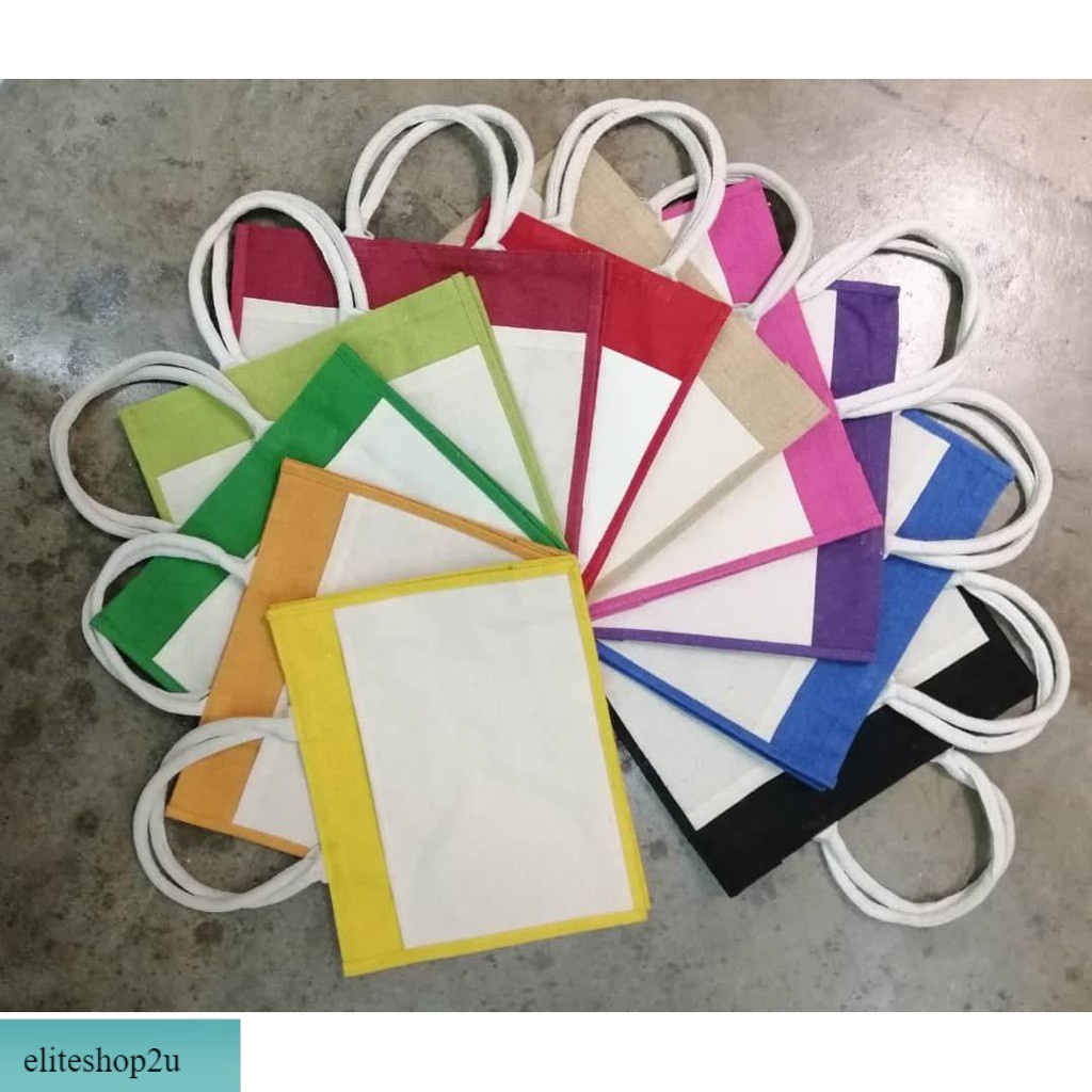 Jute Bag With Canvas Pocket JB239 / Doorgift / Souvenir / Gifts / Event ...