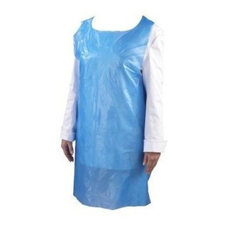 50pcs Disposable Plastic Apron White/Blue Waterproof PPE Against Covid ...